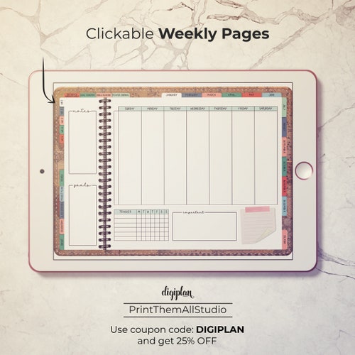 Digital Planner Ipad Goodnotes Planner Undated Digital | Etsy