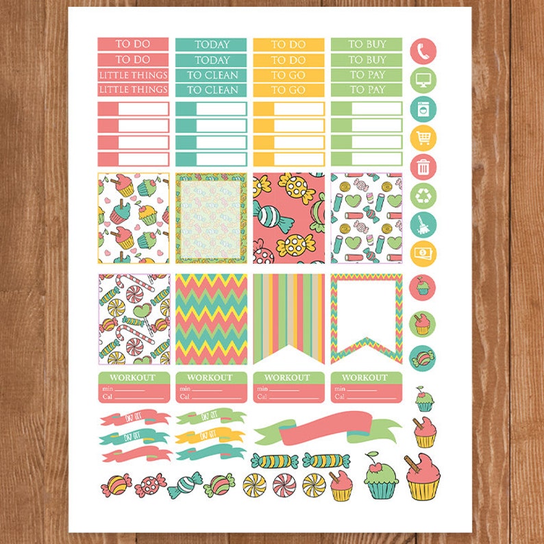 Candy Planner Stickers Printableweekly Kit Stickers for ERIN - Etsy