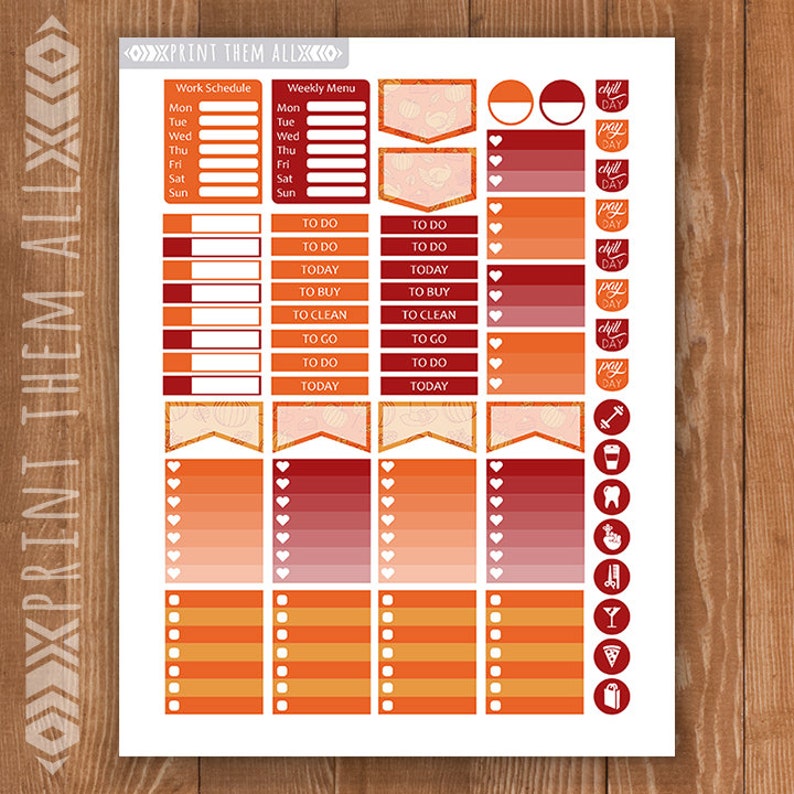 Thanksgiving Planner Stickers Printableweekly Kit Stickers - Etsy