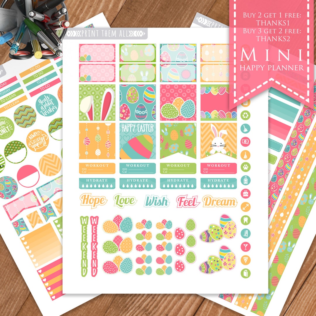 Easter MINI Happy Planner Stickers,planner Kit, Monthly/weekly Kit ...