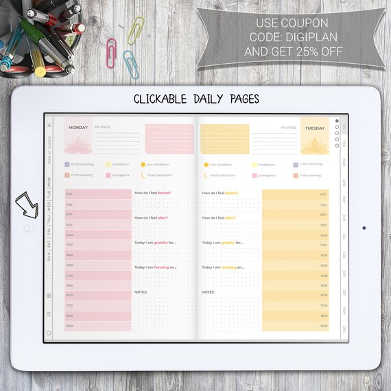 Yoga Digital Planner for Goodnotes Notability Planner Digital | Etsy