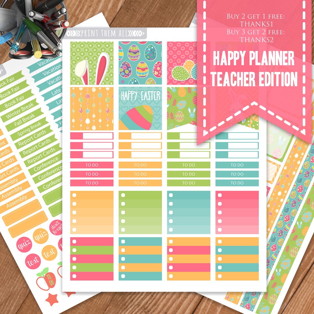 Teacher Planner Stickers, Happy Planner Teacher Edition, Planner ...