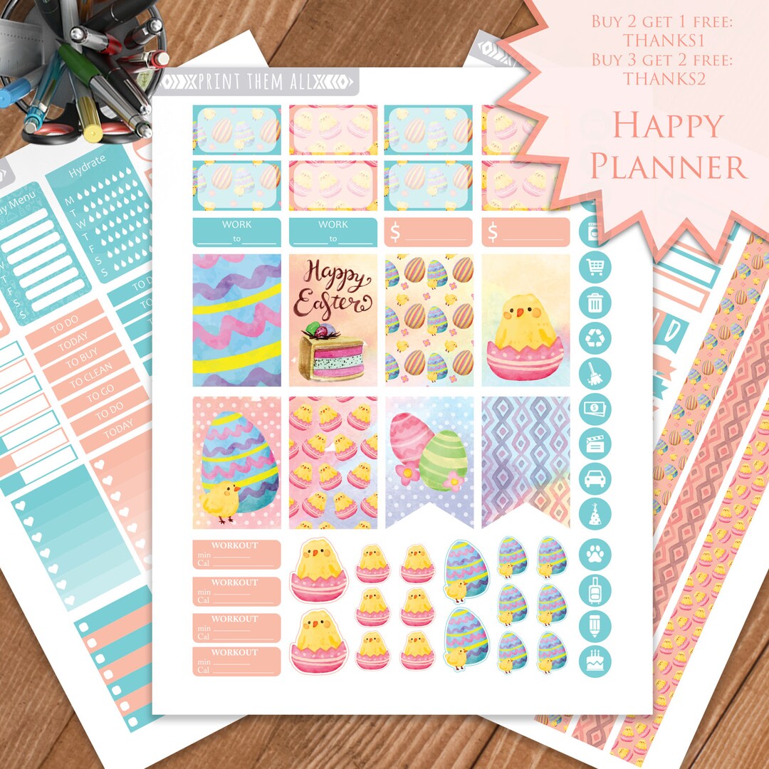 Easter Planner Stickers: Happy Planner Kit (digital Download) - Etsy