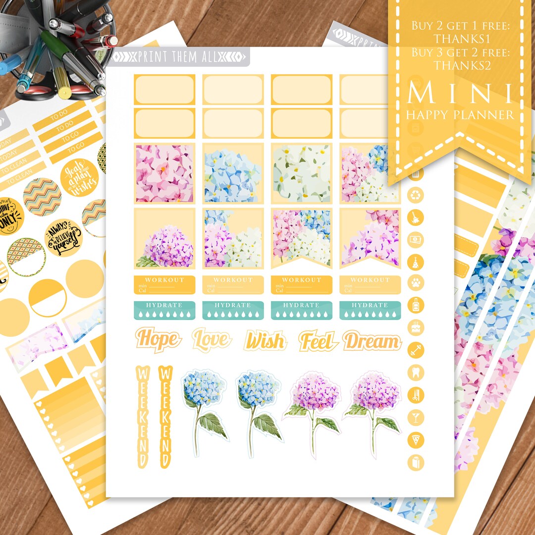 Floral MINI Happy Planner Stickers,planner Kit, Monthly/weekly Kit ...