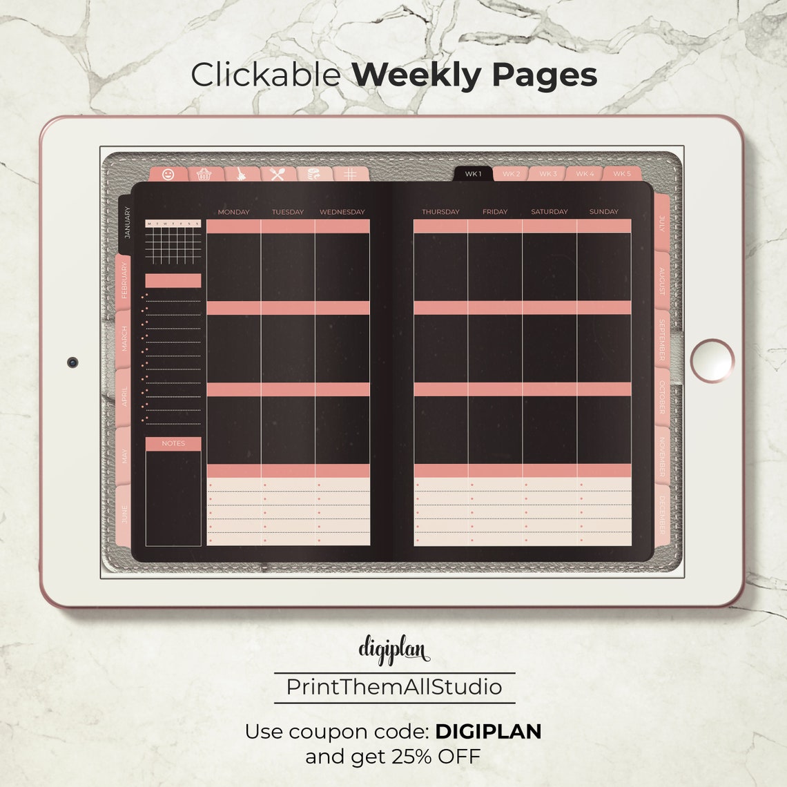 Undated Digital Planner for GoodNotes Notability Planner | Etsy