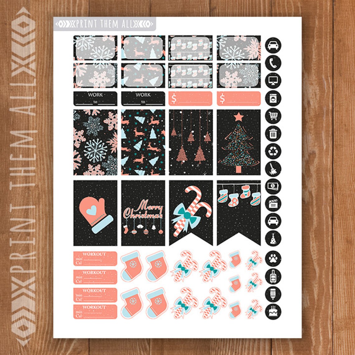 Christmas Planner Stickers Printable New Year Happy Planner - Etsy