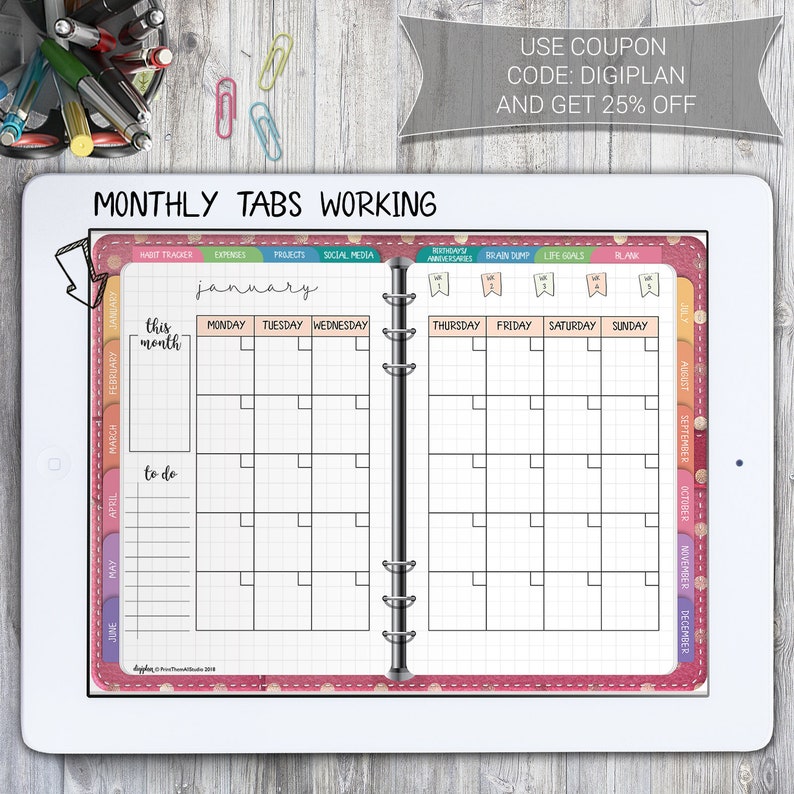 Undated Digital Planner for Goodnotes Notability Planner | Etsy