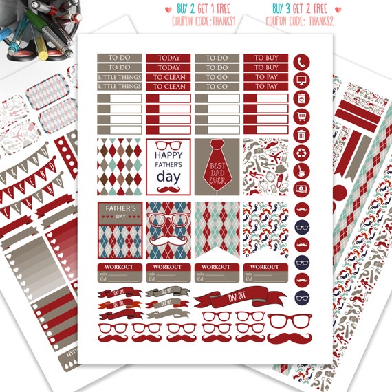 Father's Day Planner Stickers PrintableWeekly Kit | Etsy