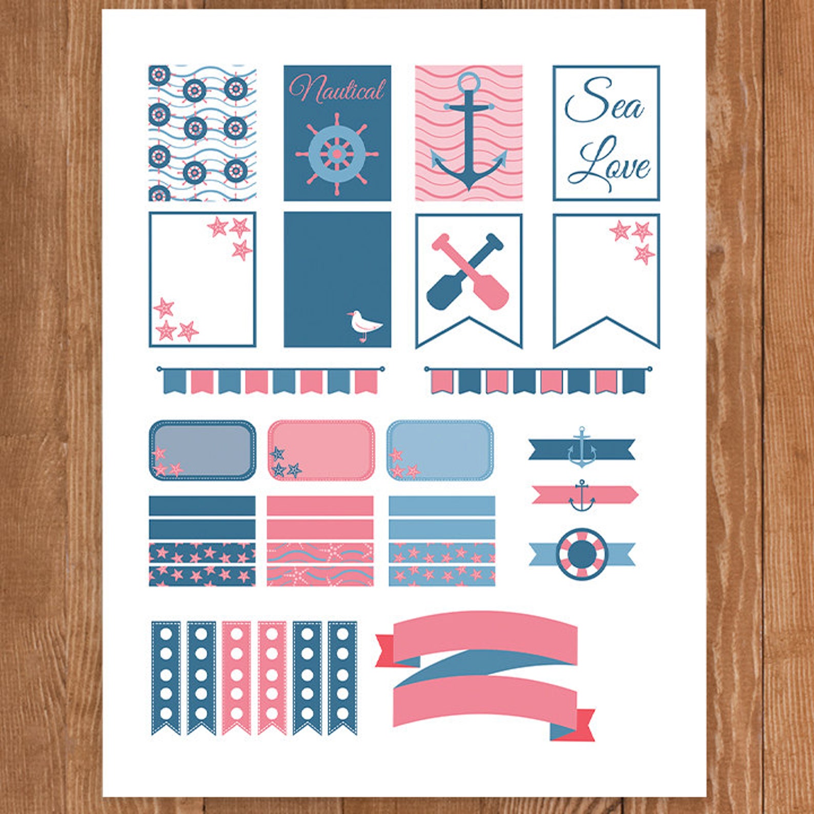 Nautical Planner Stickers PrintableWeekly Kit Stickers for | Etsy