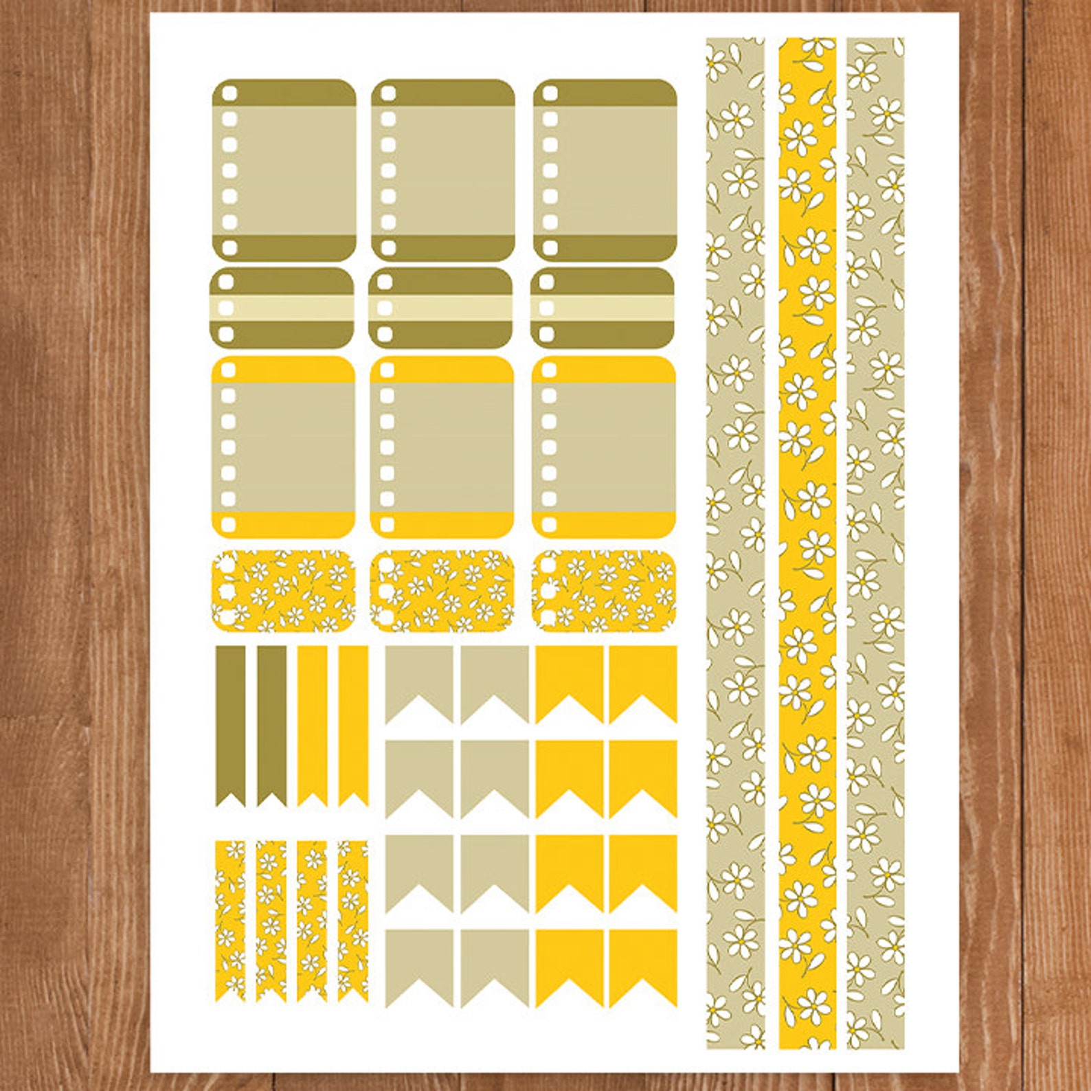 Daisies Planner Stickers Printableweekly Kit Stickers for - Etsy