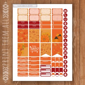 Thanksgiving Planner Stickers Printable,weekly Kit, Stickers for ERIN ...