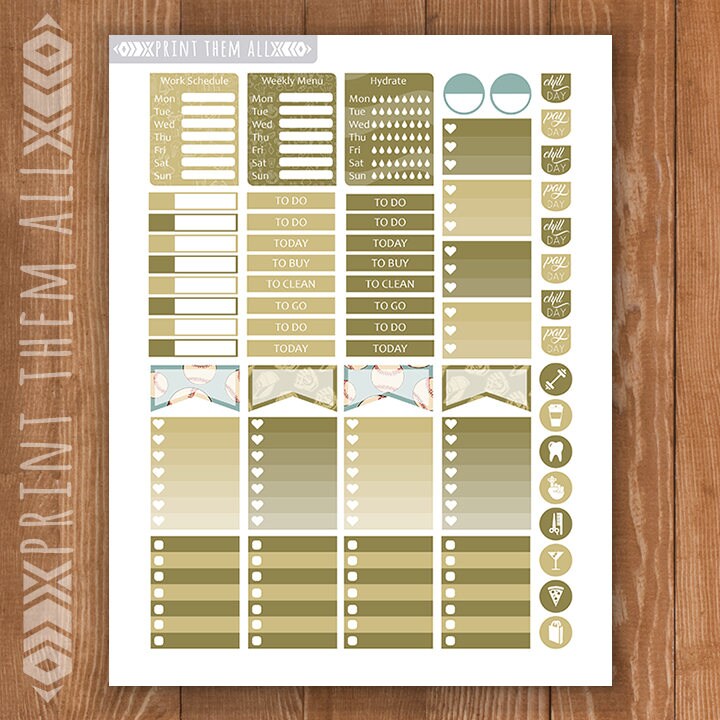 Baseball Planner Stickers Printablebirthday Weekly - Etsy
