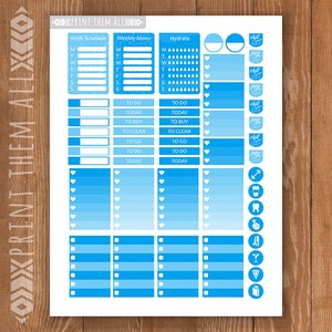 Blue Waves Planner Stickers Printable,happy Planner,monthly/weekly Kit ...