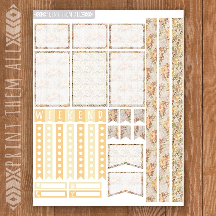 Fall Boho Planner Stickers Printable Autumn Big Happy Planner | Etsy