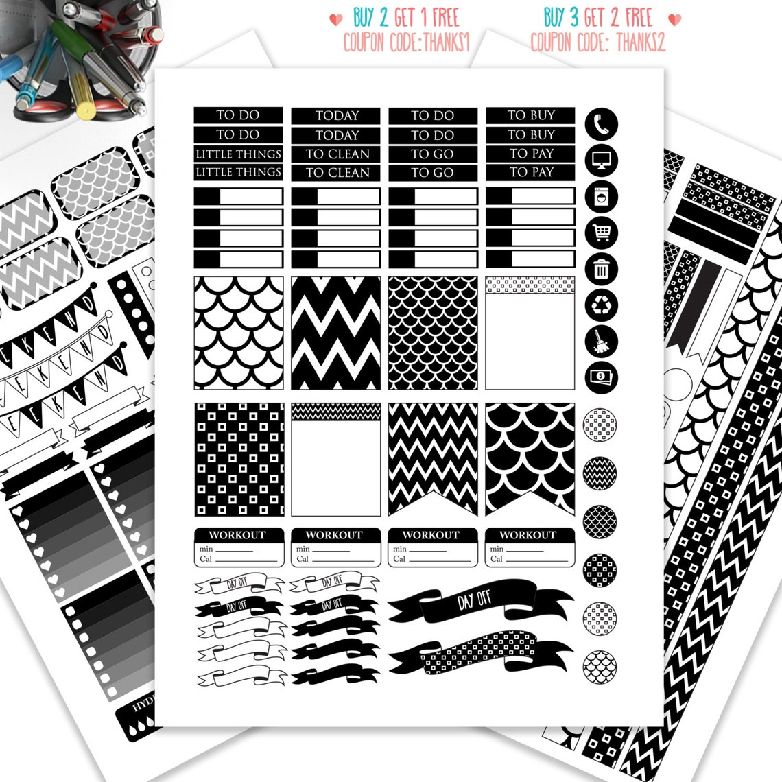 Planner Stickers Erin Condren Planner Stickers Printable | Etsy