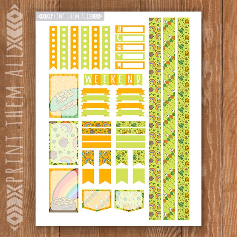 St Patrick's Day Planner Stickers Printable March Kit - Etsy