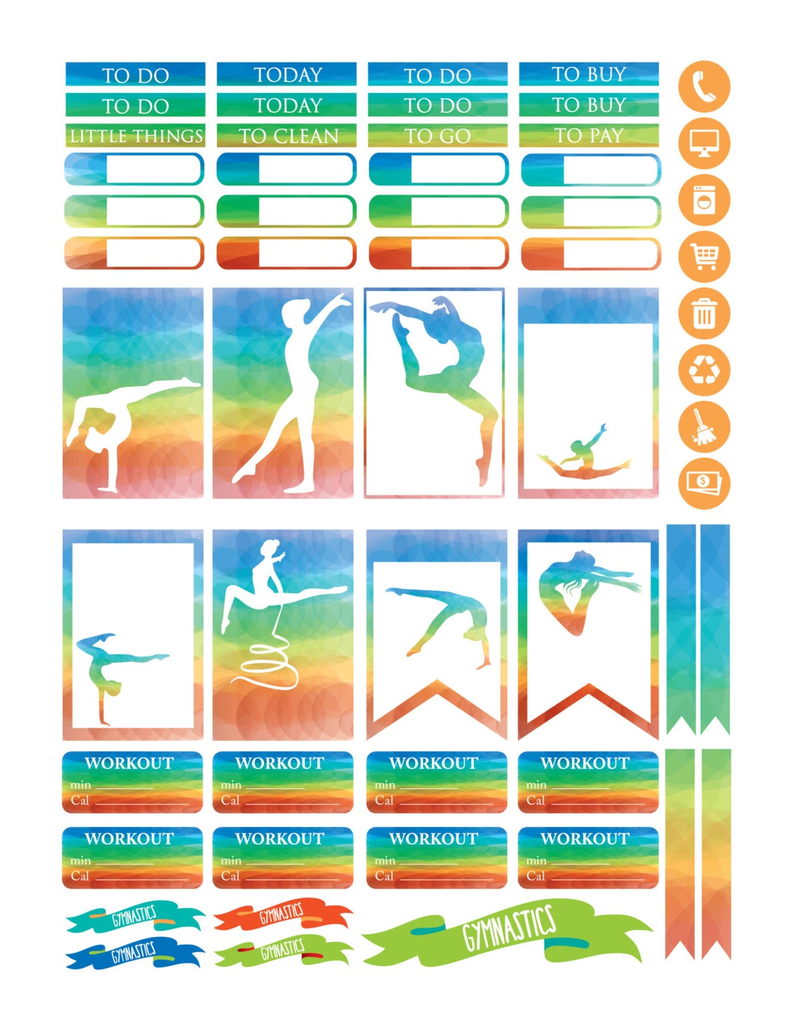 Gymnastic Planner Stickers Printable HAPPY PLANNER Sticker | Etsy