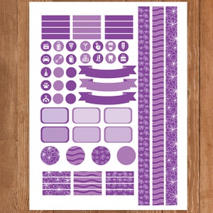 Violet Planner Stickers Printable,weekly Kit, Stickers for ERIN CONDREN ...