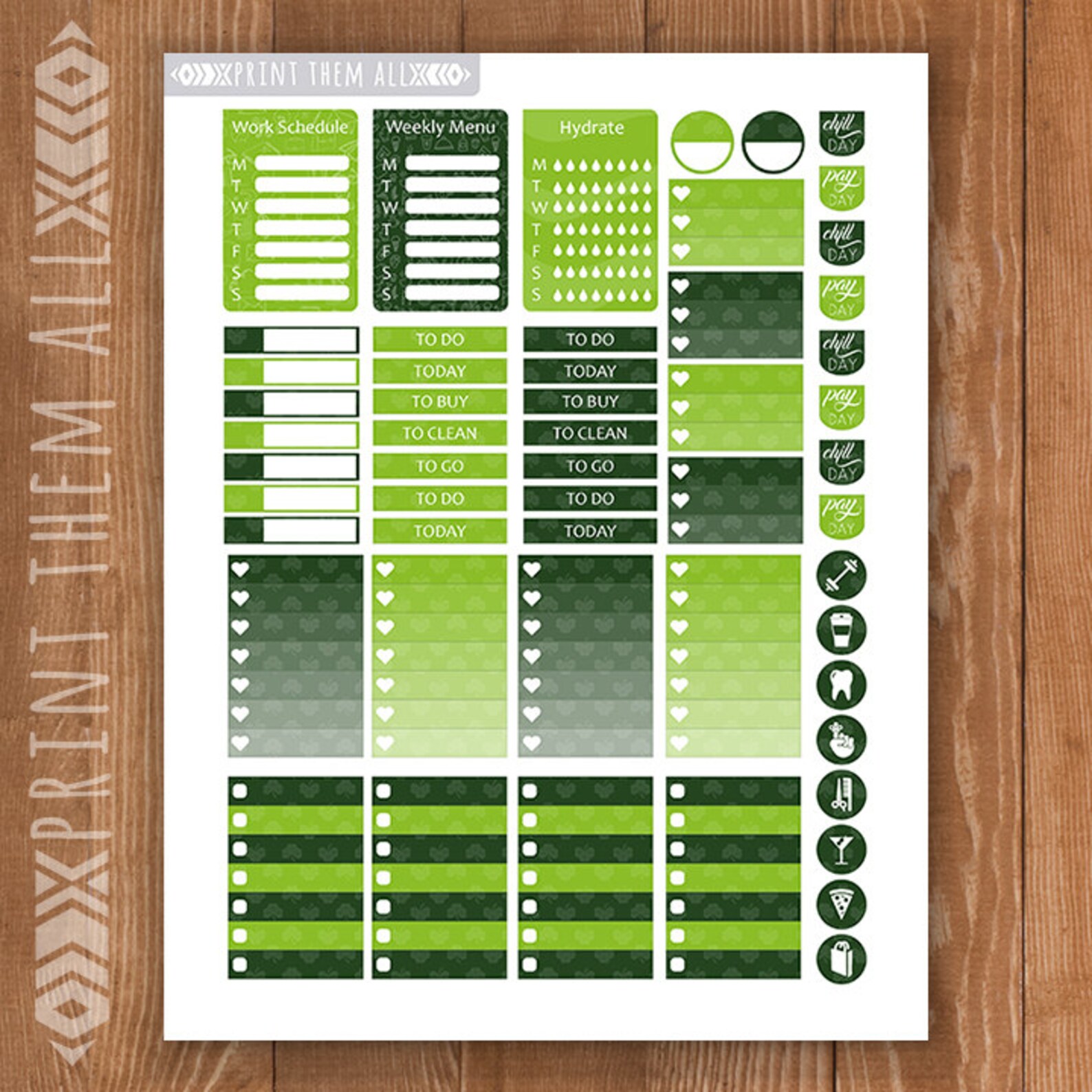 St Patrick's Day Planner Stickers Printable March Kit | Etsy