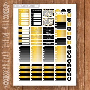 Golden Roses Planner Stickers Printable, HAPPY PLANNER Sticker, Monthly ...