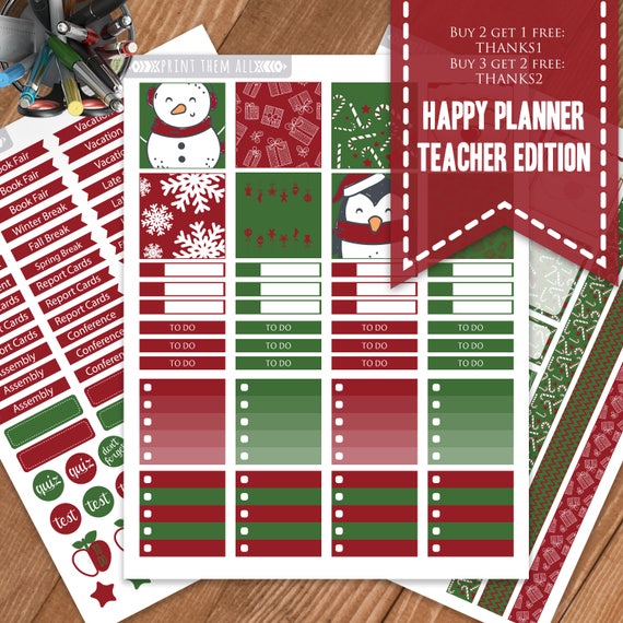 Teacher Planner Stickers Happy Planner Teacher Edition | Etsy