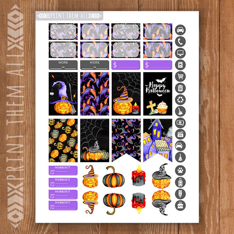 Halloween Planner Stickers Printablehappy PLANNER - Etsy