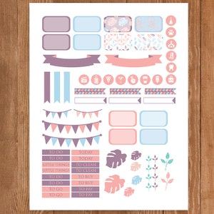 Pastel Leaf Planner Stickers Printable,weekly Kit, Stickers for ERIN ...