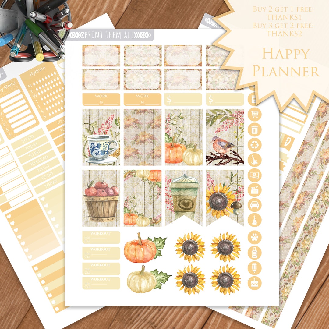 Fall Planner Stickers - Happy Planner Stickers Printable - Weekly ...