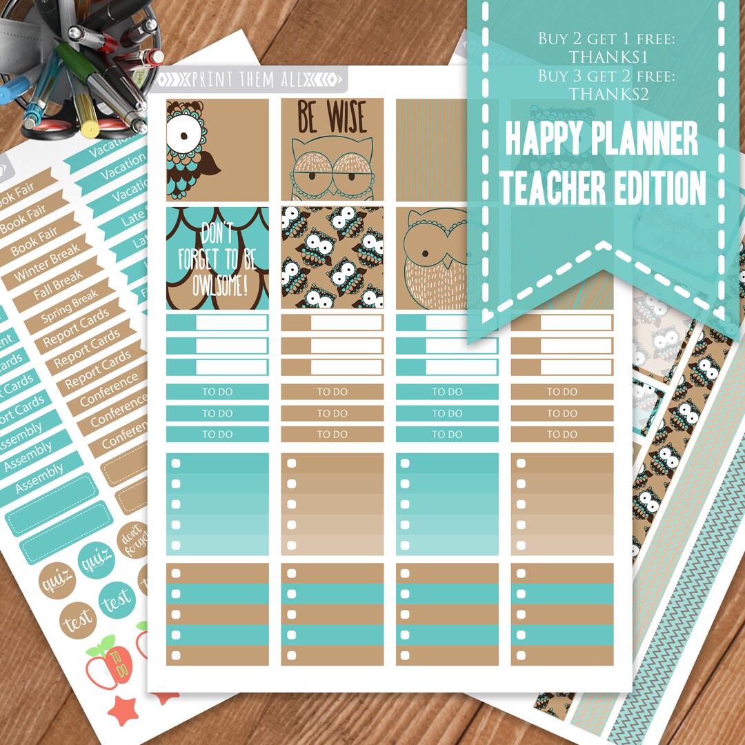 Teacher Planner Stickers, Happy Planner Teacher Edition, Planner ...