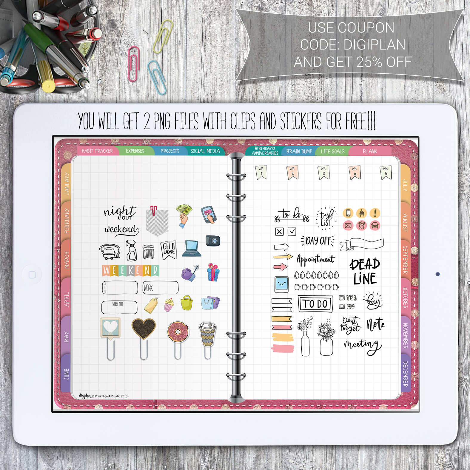 Undated Digital Planner for Goodnotes Notability Planner | Etsy