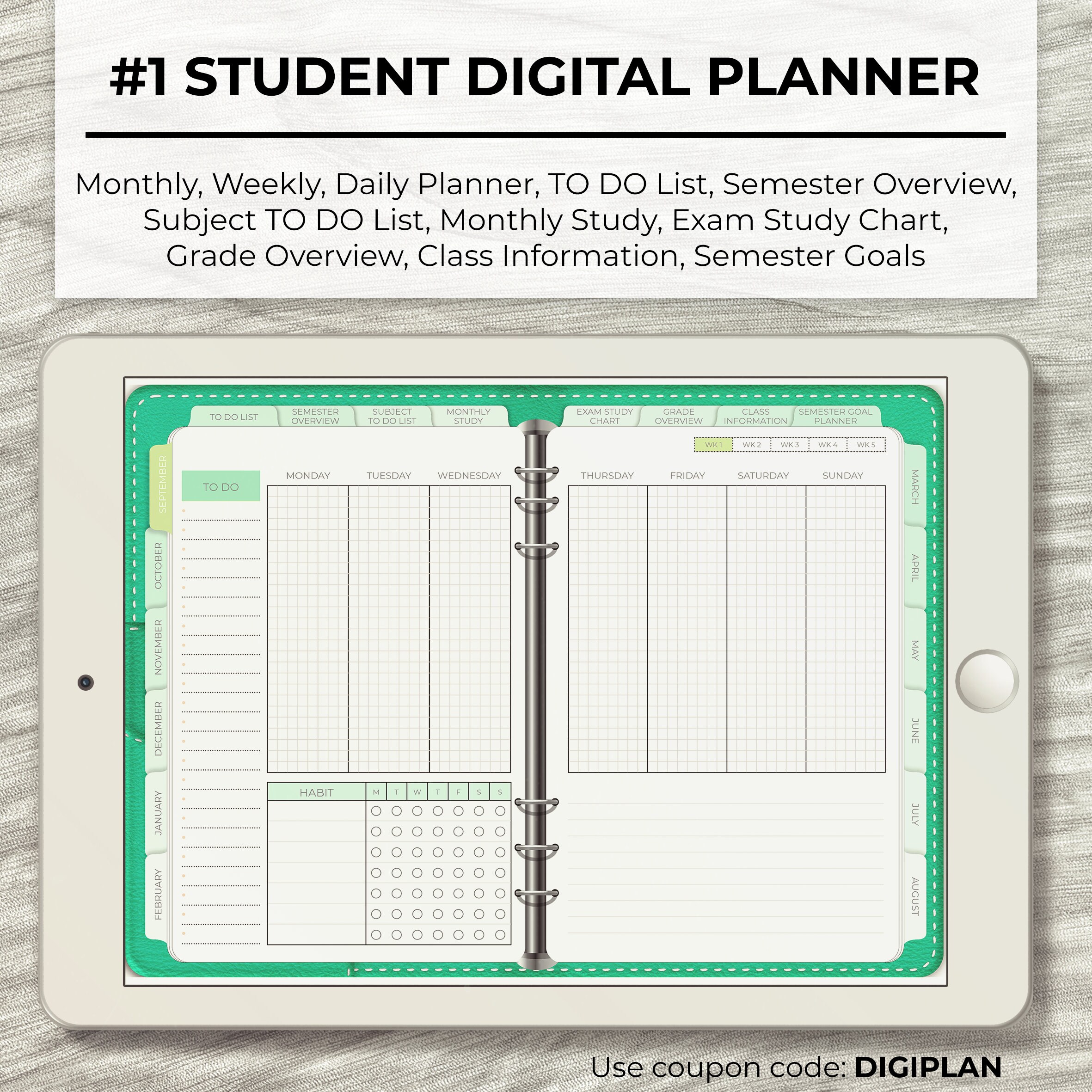 Student Digital Planners GoodNotes Planner Undated Digital | Etsy