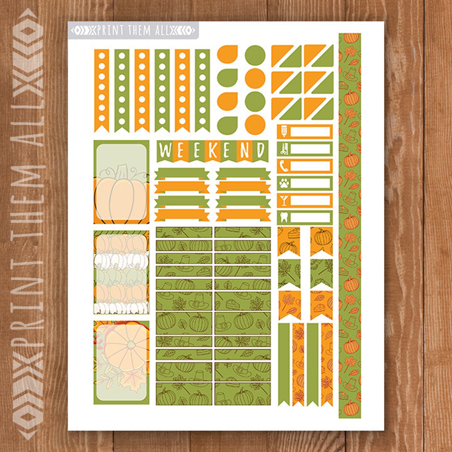 Thanksgiving Planner Stickers Printable November Kit HAPPY | Etsy