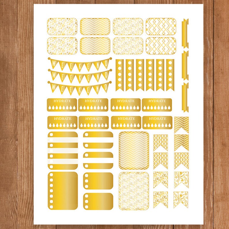 Golden Planner Stickers Printableweekly Kit Stickers for | Etsy