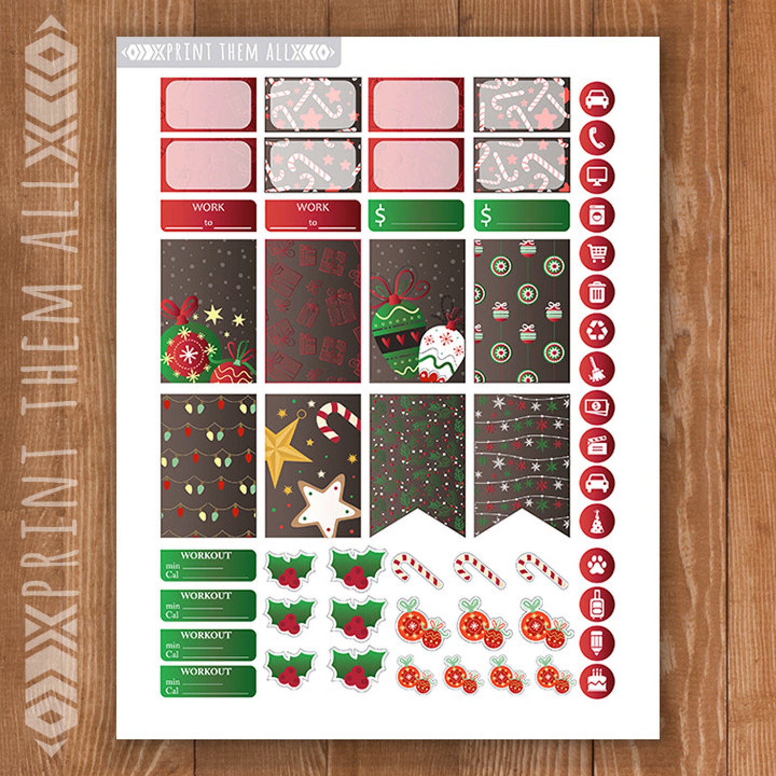 Christmas Planner Stickers Printable New Year Happy Planner | Etsy