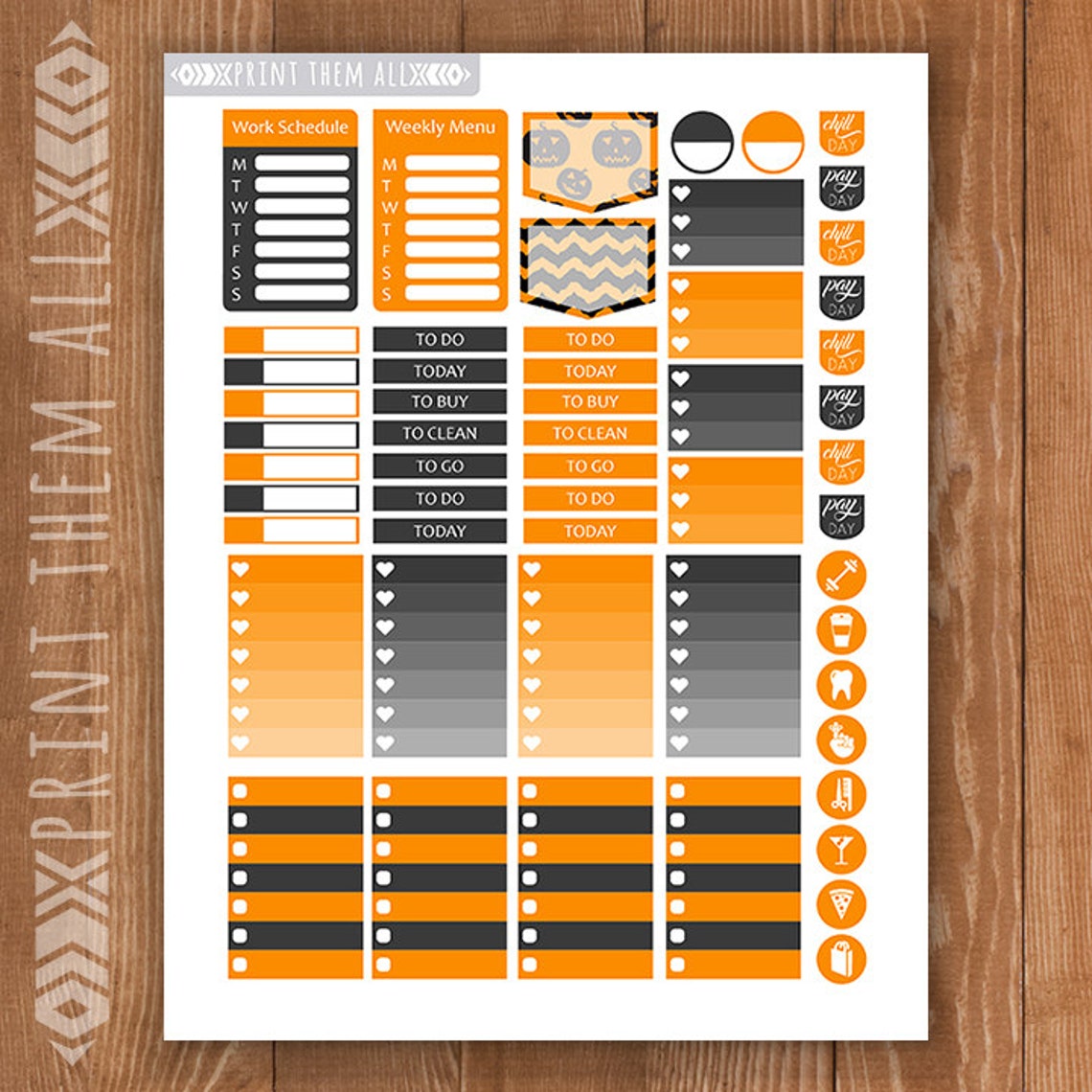 Halloween Planner Stickers Printable HAPPY PLANNER STICKERS - Etsy