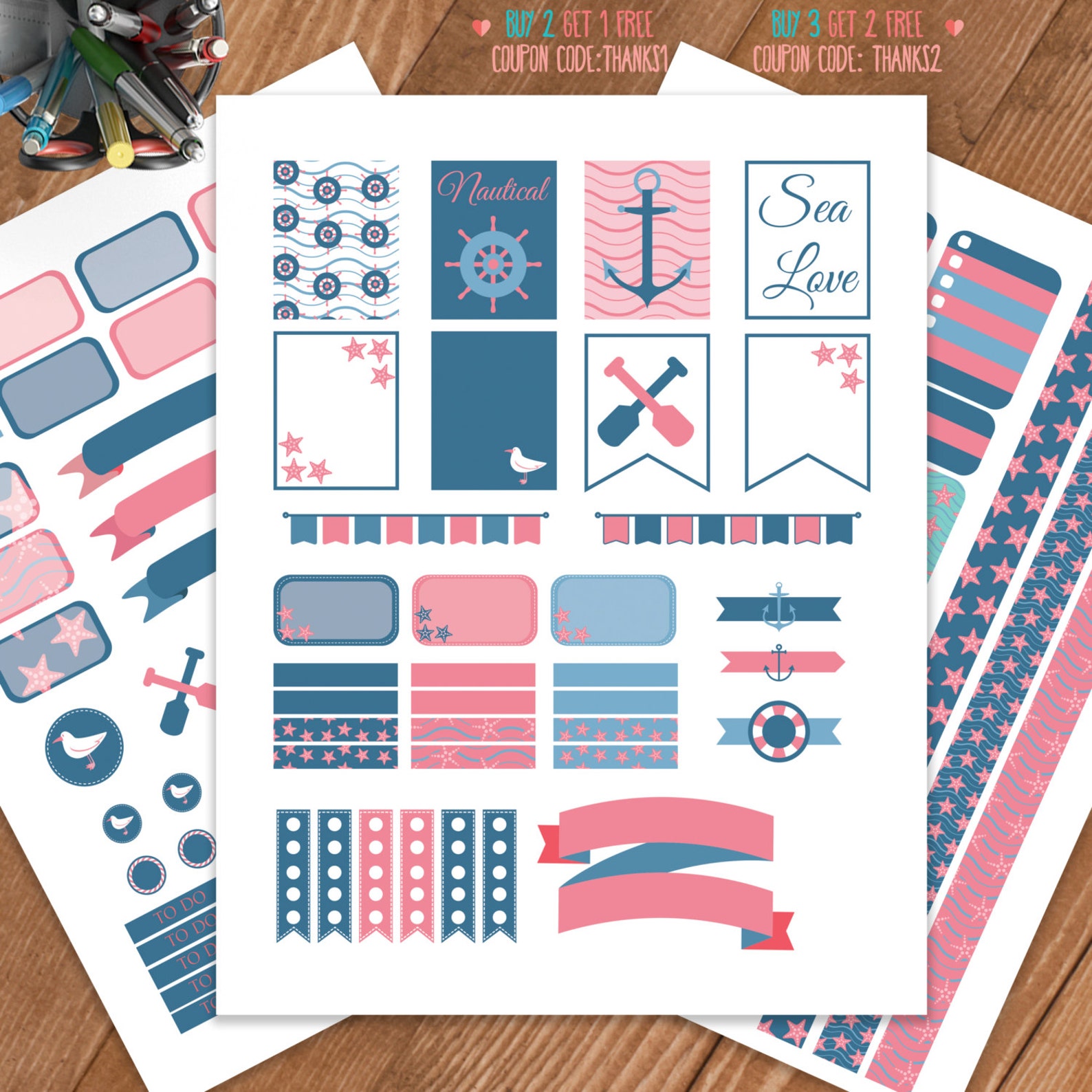 Nautical Planner Stickers Printableweekly Kit Stickers for - Etsy