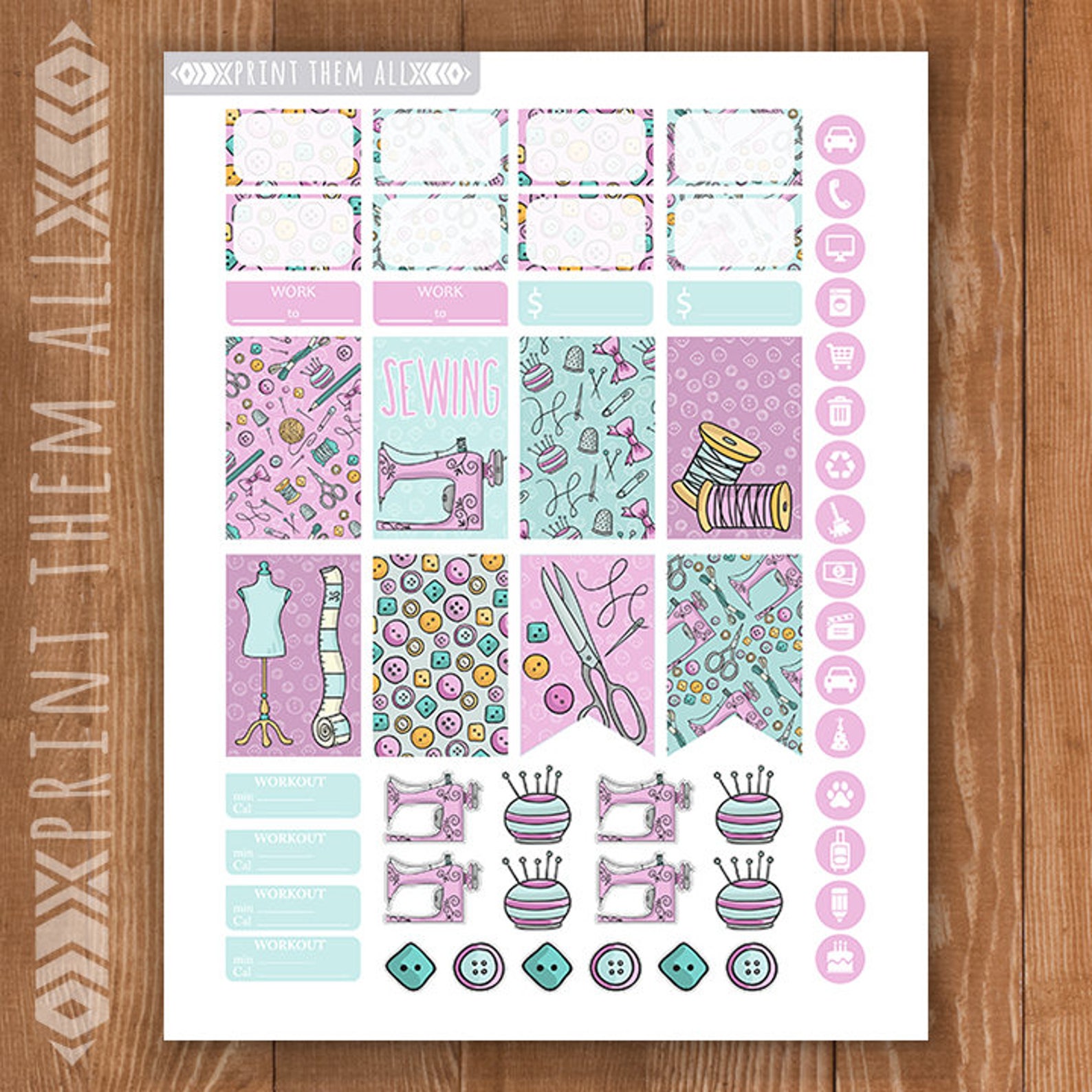 Sewing Planner Stickers Happy Planner Stickers Printable - Etsy