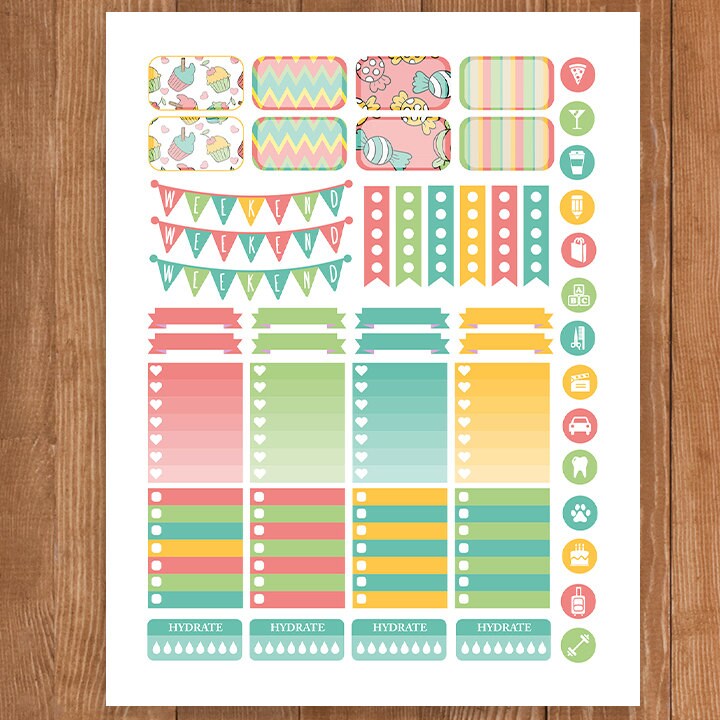 Candy Planner Stickers Printableweekly Kit Stickers for ERIN - Etsy