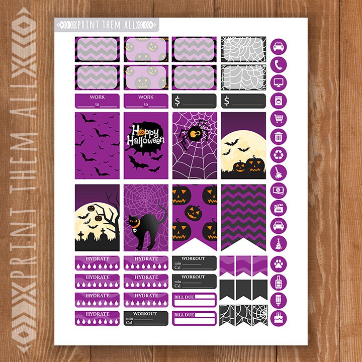 HALLOWEEN Printable Planner Stickers Happy Planner Mambi | Etsy