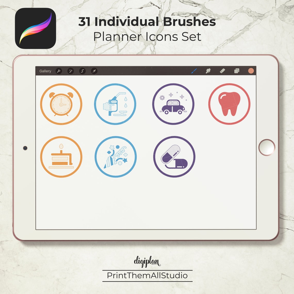 Procreate Brushes Stamps 31 Icons for Planner Toolkit for | Etsy