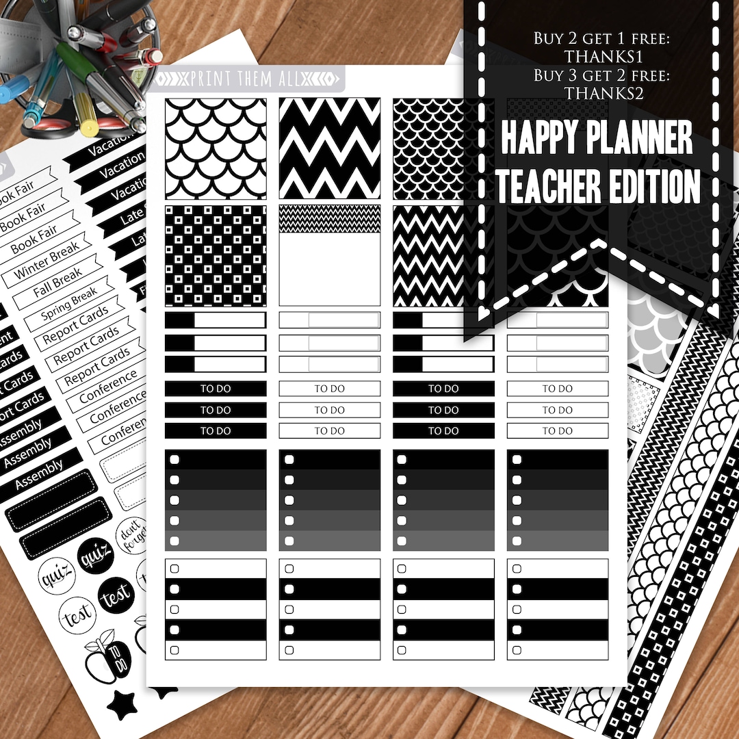 Teacher Planner Stickers, Happy Planner Teacher Edition, Planner ...