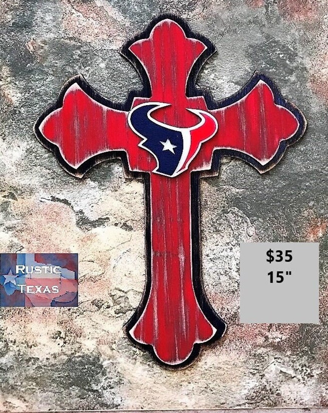 Houston Texans Rustic Cross - Etsy