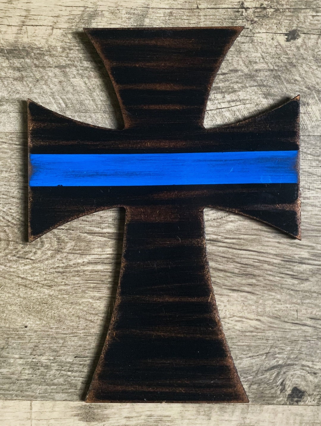 Rustic Blue Line Cross - Etsy