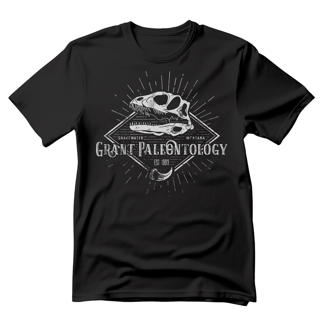 Grants Paleontology Dinosaur Park T-shirt - All Genders Black Tee Shirt - Jurassic T-rex Themed ...
