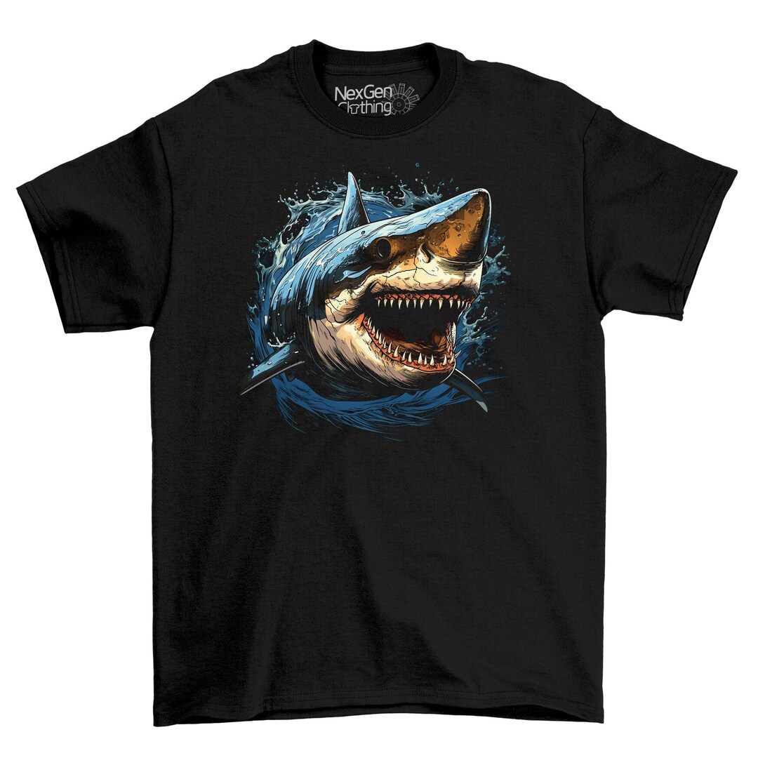 Megalodon Shark Graphic T-shirt: Men's Fantasy Goth Tee - Etsy