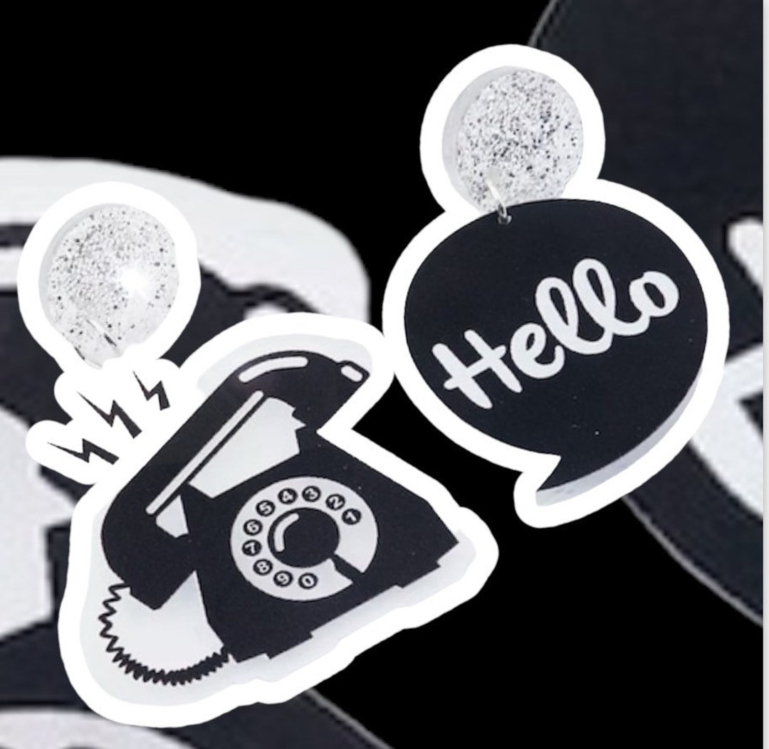 Acrylic Telephone Earrings, Cute Retro , Rockabilly, Fun Earrings ...