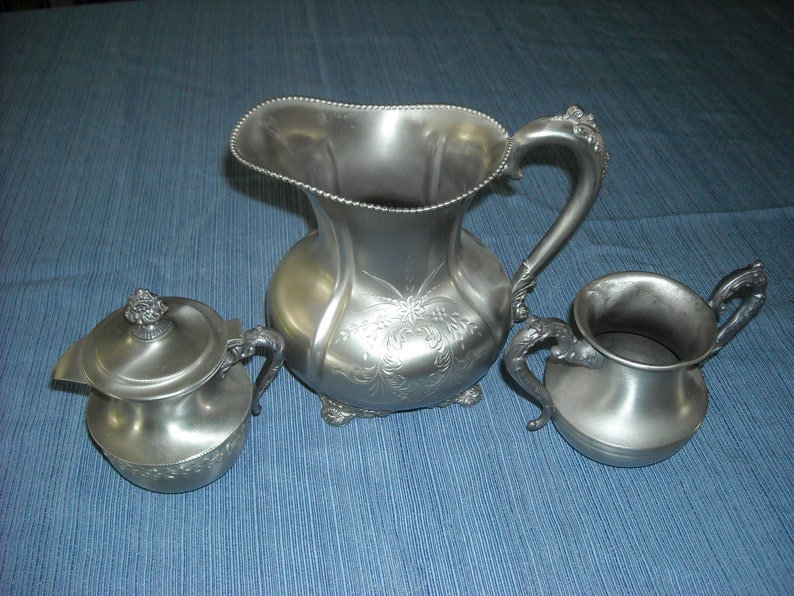 Silver Plate Pitcher Set (3 Pieces) - Etsy