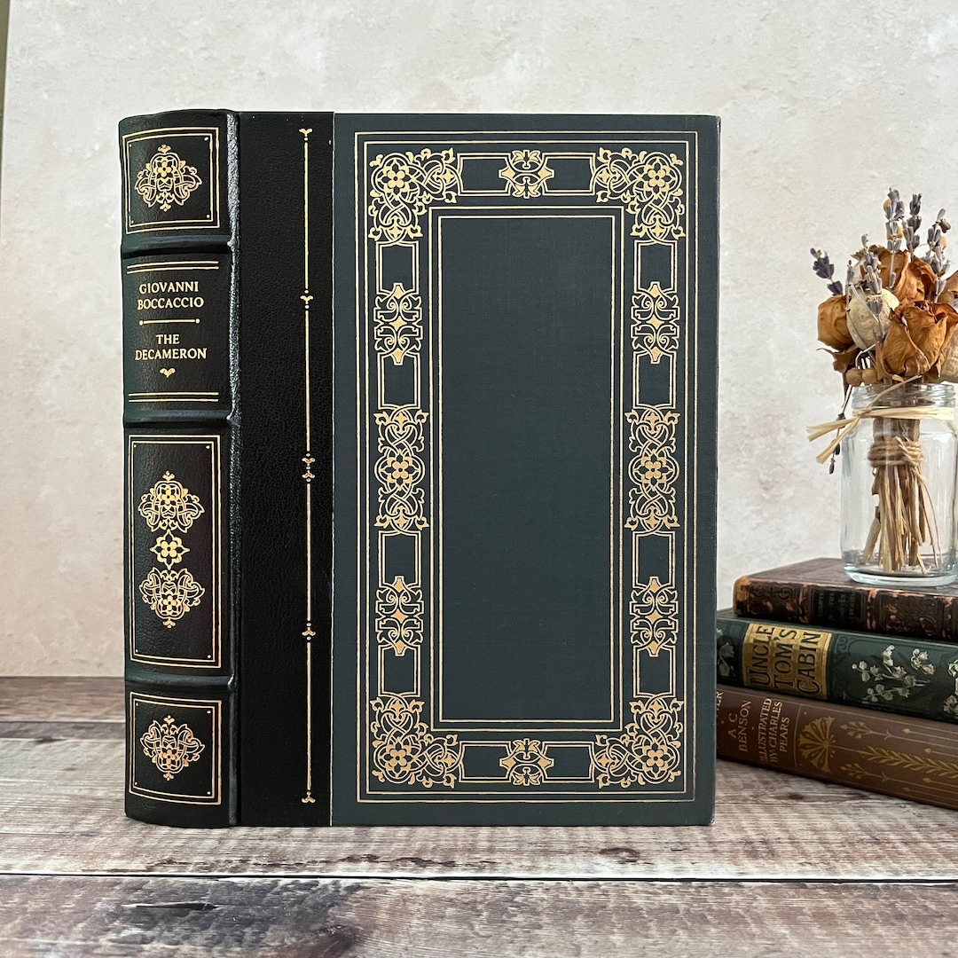 Vintage 'the Decameron' Book: Quarter Leather, Gold Gilt, Illustrated ...