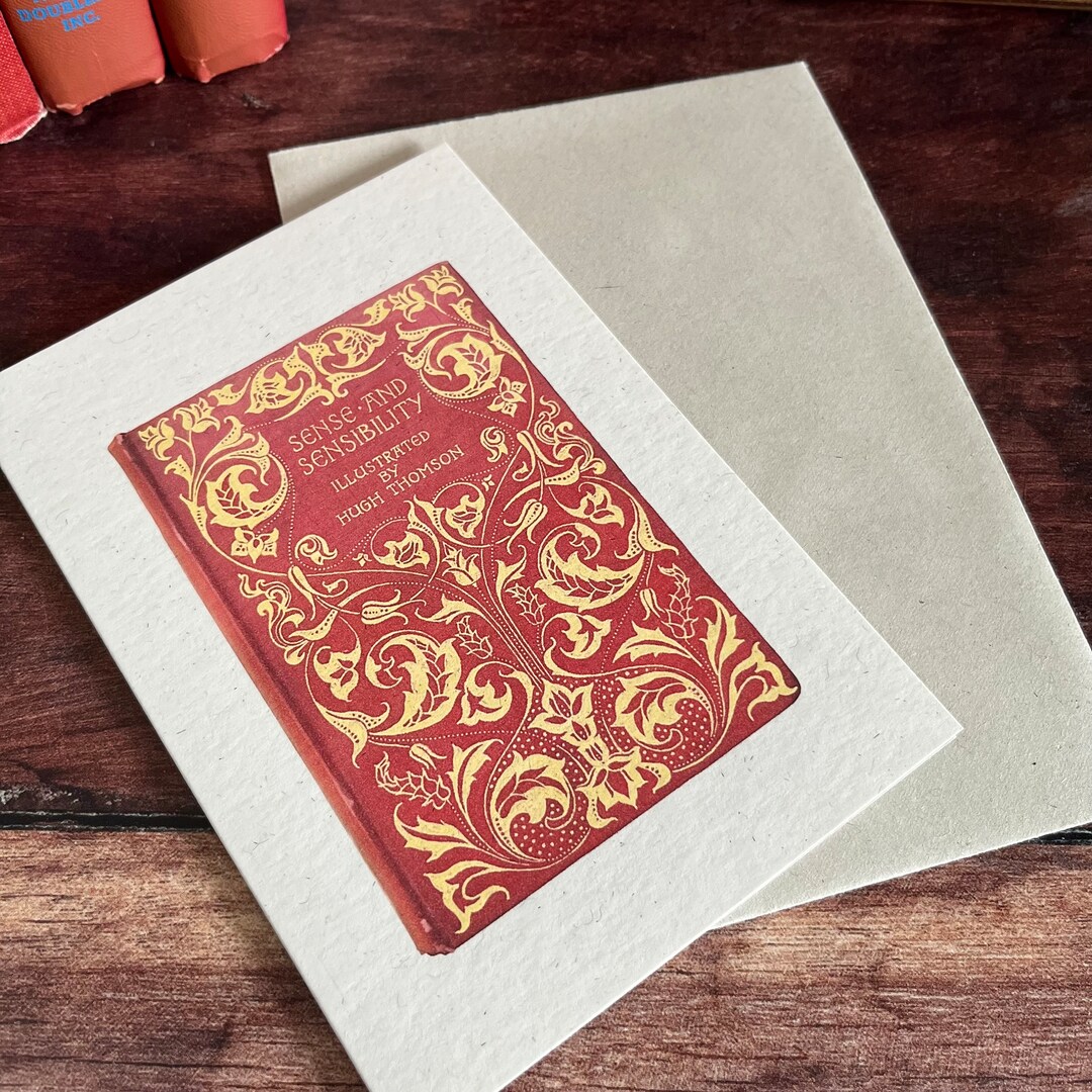 Jane Austen Card ... Antique Victorian Book Sense and Sensibility ...