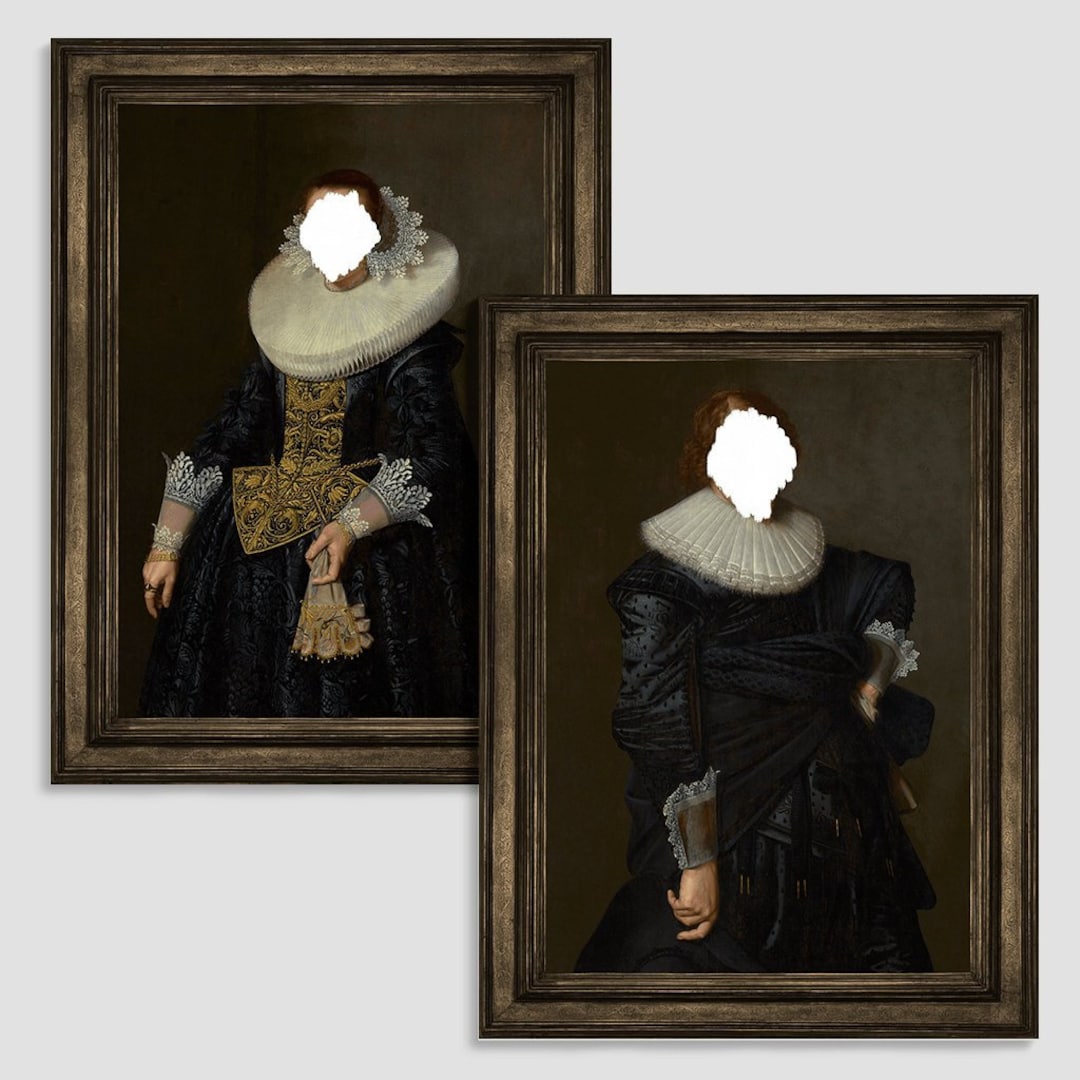 SPECIAL OFFER: Defaced Portrait of a Man and Woman Pair of Prints With ...